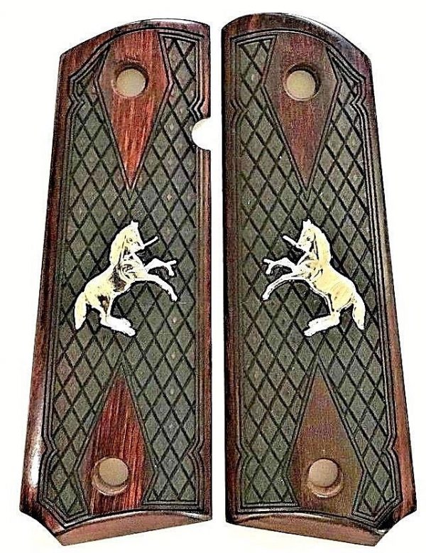 Colt 1911 Full Size Pistol Grips Rosewood with Gold Colt Rampant Horse ...