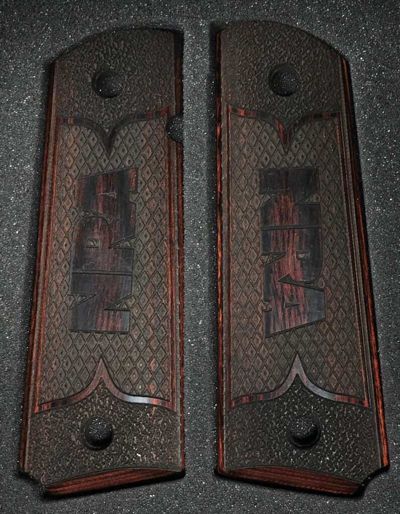 1911 NRA Grips with NRA Block Logo in Rosewood Spanish Diamond/Stipple ...